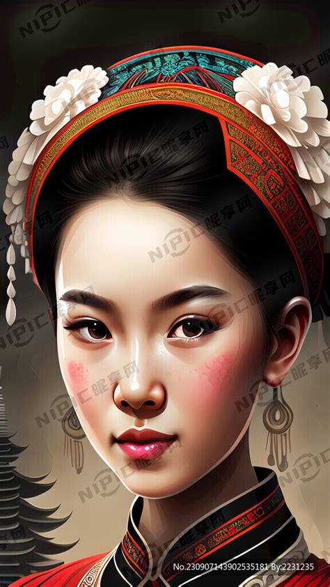 Ai创作图侗族姑娘头像标志 昵图网