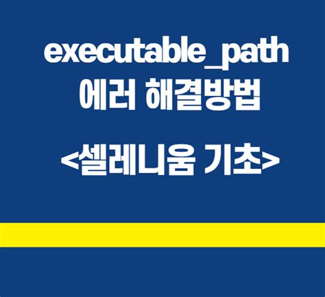 Python 셀레니움 Executablepath Has Been Deprecated Please Pass In A