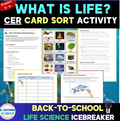 Living Or Nonliving Back To School Card Sort Challenge Cer With Ngss Prompt