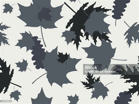 단풍은 매끄러운 패턴을 남깁니다 떨어지는 잎 잎이 떨어집니다 오크와 단풍 나무 포장지 인쇄 직물 및 인쇄를위한 배경 벡터 일러스트레이션 10월에 대한 스톡 벡터 아트 및