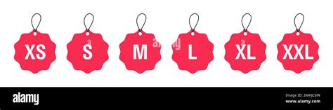 Clothing Size Labels Set XS S M L XL XXL Tags Vector Illustration Stock Vector Image