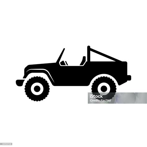 Suv 아이콘 오프로드 차량 블랙 실루엣 측면 보기입니다 벡터 간단한 평면 그래픽 그림 흰색 배경의 격리된 개체입니다 격리 4x4 자동차에 대한 스톡 벡터 아트 및 기타