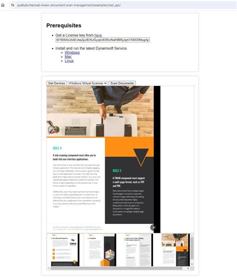 scanning documents to web pages with javascript and dynamic web twain