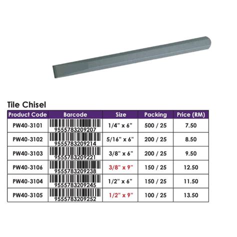 Prowess Tile Chisel 69prowess Tct Tile Chisel Pahat Tile