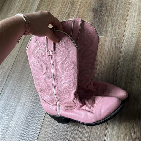 Coolest Vintage Durango Pink Leather Cowgirl Boots Depop
