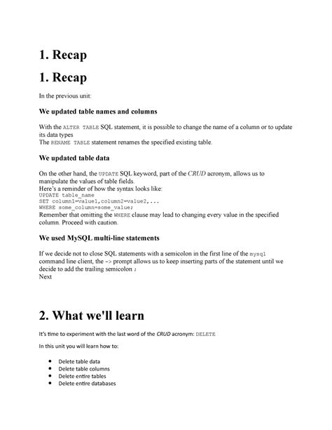 Dad 220 Codio Week Four Assignment 1 Recap 1 Recap In The Previous Unit We Updated Table