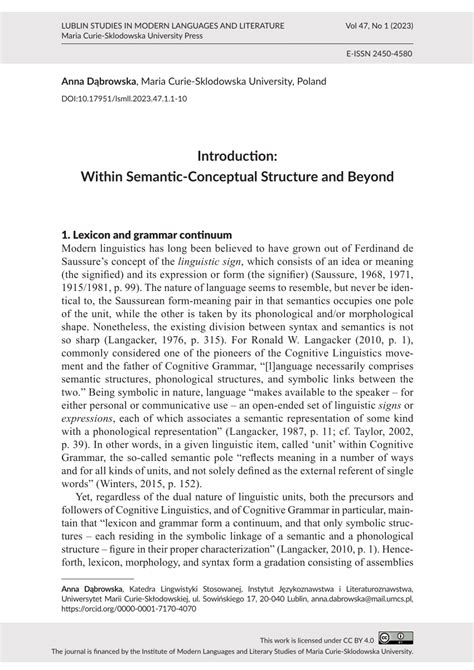 Pdf Introduction Within Semantic Conceptual Structure And Beyond