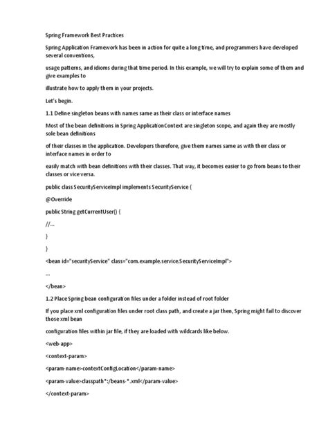 Spring Framework Best Practices Pdf