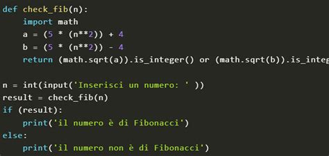 numero di fibonacci verificare se un numero è fibonacci