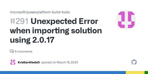 Unexpected Error When Importing Solution Using 2017 · Issue 291