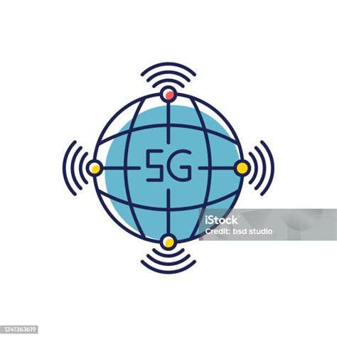 5g 전 세계 가용성 Rgb 색상 아이콘입니다 글로벌 배포 모바일 셀룰러 네트워크 커버리지 무선 기술 고품질 신호 격리 벡터 일러스트레이션 0명에 대한 스톡 벡터 아트 및