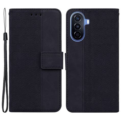 Wholesale Geometry Pattern Imprinted Phone Cover For Huawei Nova Y Plus G Magnetic Clasp Pu