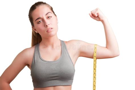 Measuring His Bicep Stock Image Image Of Inch Sport 34611969