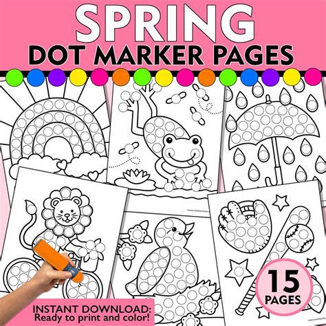 Spring Dot Marker Coloring Pages Fine Motor Activity Pdf Download Etsy