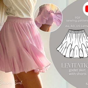 Pdf Sewing Pattern Godet Mini Skirt With Shorts Etsy
