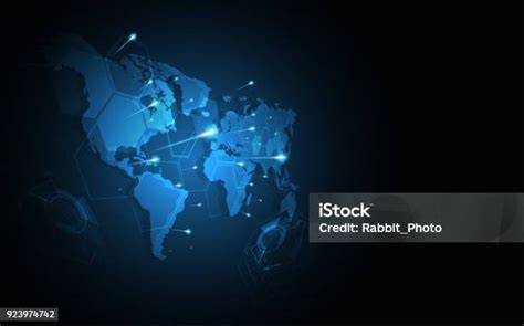 글로벌 네트워크 연결 세계 지도 추상적인 기술 배경 글로벌 비즈니스 혁신 개념 3차원 형태에 대한 스톡 벡터 아트 및 기타 이미지 3차원 형태 가리키기 개념 Istock