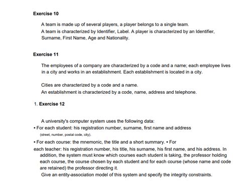 Solved Series Of Exercises On The Entity Model Association