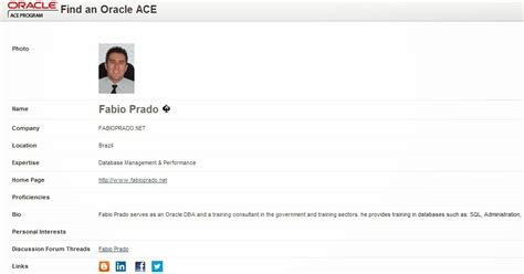 Oracle Ace Que Bicho é Esse Blog Do Dba Instrutor Fábio Prado