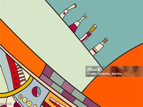 추상적인 벡터 패턴 흑백 낙서 포스터 엽서 배경에 대 한 배경입니다 추상 양식 컴포지션 템플릿이 있는 그림입니다 라인 동그라미와 환각 낙서 그래픽 0명에 대한 스톡 벡터