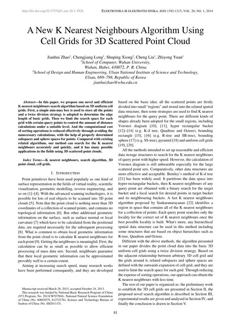 Pdf A New K Nearest Neighbours Algorithm Using Cell Grids For 3d