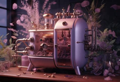 Premium Ai Image Generative Ai Essential Oil Extraction With Distillery Machine With Lavender