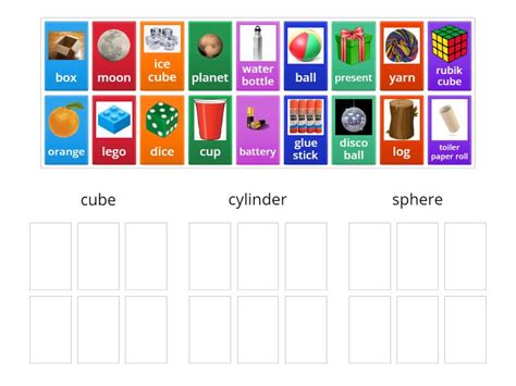 3d Shapes Cube Cylinder Sphere Group Sort