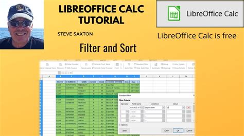 How To Sort And Filter In Libreoffice Calc Youtube