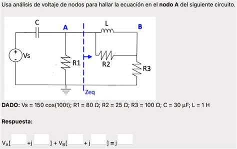 Use Voltage Node Analysis To Find The Equation At Node A For The