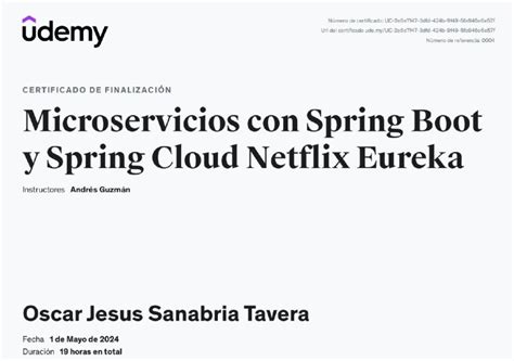 Oscar Sanabria On Linkedin Udemy Springboot Microservice