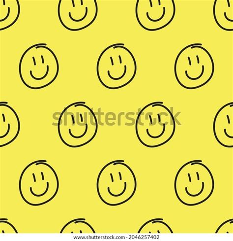 Smiley Face Seamless Pattern Vector Hand Stock Vector Royalty Free