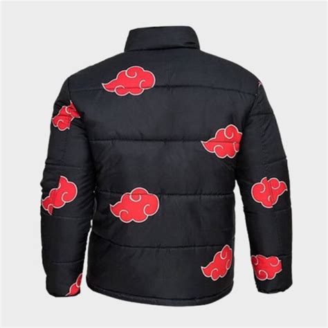 Naruto Akatsuki Black Puffer Jacket Red Leather Jackets