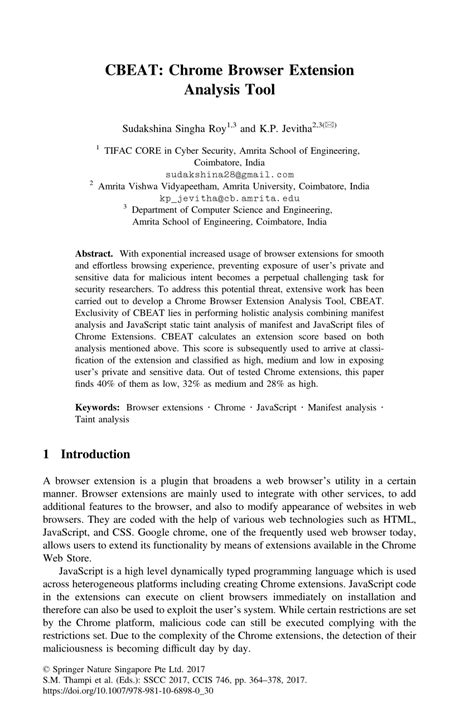 Pdf Cbeat Chrome Browser Extension Analysis Tool