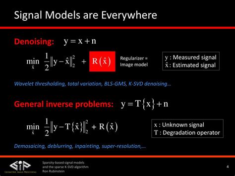 Ppt Sparsity Based Signal Models And The Sparse K Svd Algorithm