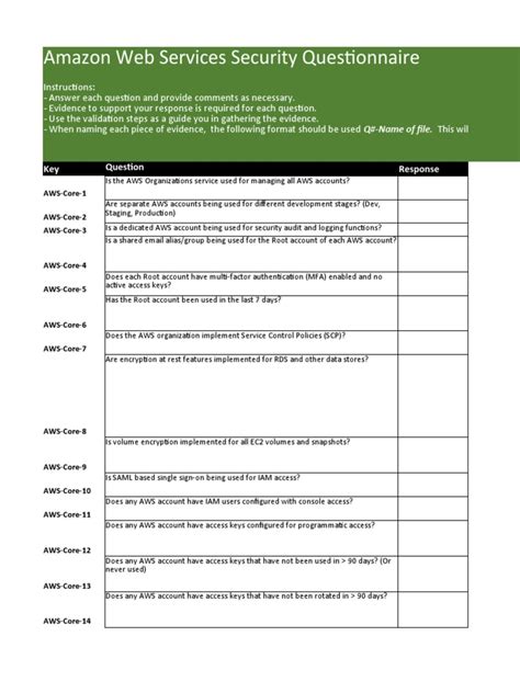 Aws Questionnaire Pdf Amazon Web Services Databases