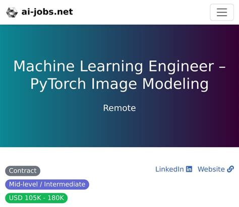 Hiring Contract Machine Learning Engineer Pytorch Image Modeling