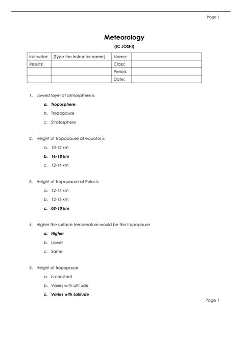 Aviation Meteorology Question Bank For Cpl Atpl Atpl Stuvia Us