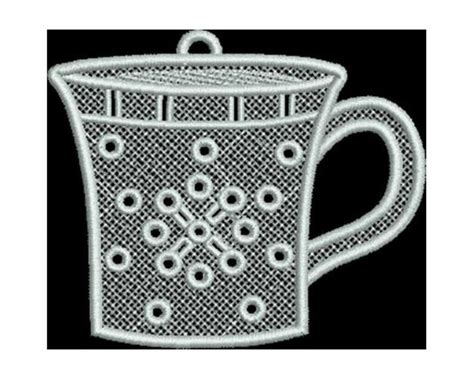 Fsl Coffee Mug Machine Embroidery Design Freestanding Lace Etsy