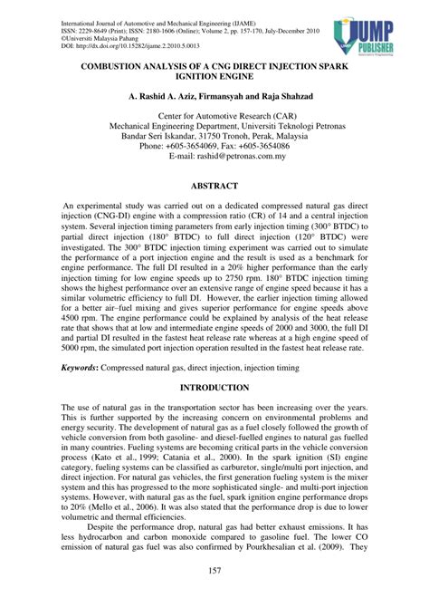 Pdf Combustion Analysis Of A Cng Direct Injection Spark Ignition Engine