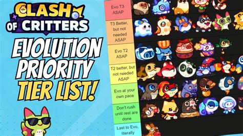 Evolution Priority Tier List Clash Of Critters Youtube