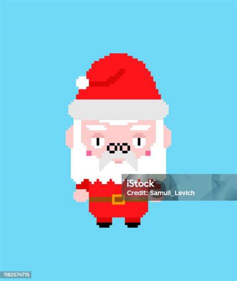 산타 클로스 픽셀 아트 재미 크리스마스 8 비트 8 비트 마사 새해 픽셀화 가방에 대한 스톡 벡터 아트 및 기타 이미지 가방