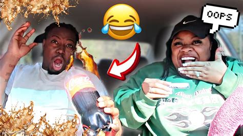 Exploding Soda Prank On Husband In The Car Hilarious Youtube Exploding Soda Prank On Husband In The Car Hilarious Youtube