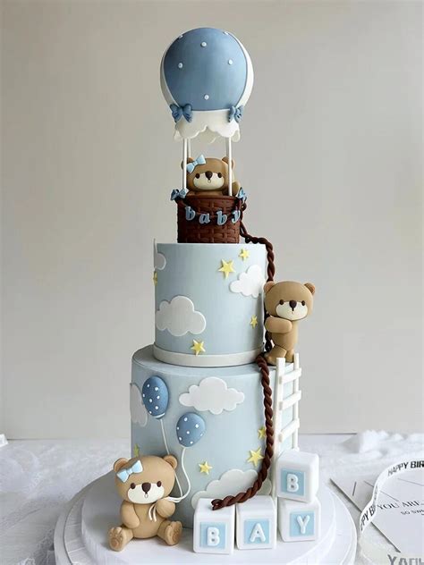 Badubg Декорации за торта за рожден ден Сладко розово синьо мече Топки