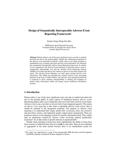 Pdf Design Of Semantically Interoperable Adverse Event Reporting