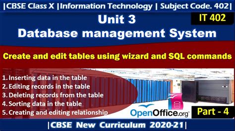 Perform Operations On Table Part 4 It 402 Class 10 Openoffice Base Youtube