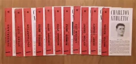 CHARLTON ATHLETIC 1960 61 Div 2 Selection Of League Programmes From