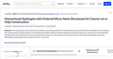 Hierarchical Hydrogels With Ordered Micro Nano Structures For Cancer On A Chip Construction
