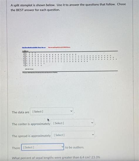 a split stemplot is shown below use it to answer the