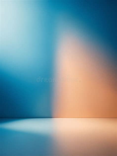 Background With Blurred Shadow On Blue Floor And Peach Color Wall Stock Illustration