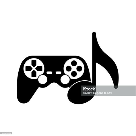 웹용 음악 노트 아이콘이 있는 게임패드 또는 조이스틱의 현대적인 플랫 디자인 Brand Name Video Game에 대한 스톡 벡터 아트 및 기타 이미지 Brand
