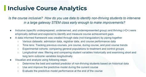 Iu Learning Analytics Summit Inclusive Learning Analytics Framework